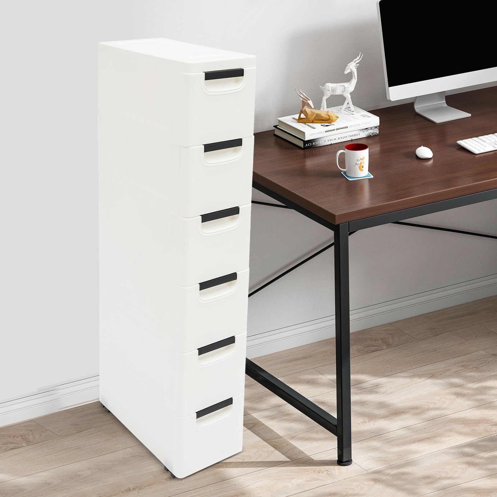 6 Drawers Narrow Storage Cabinet, Stackable Plastic Storage Tower Slim ...