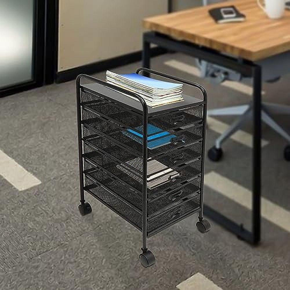 6 Drawers Rolling File Cart, File Drawer Organizer with Wheels, Office ...