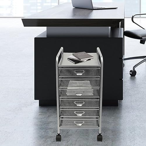6 Drawers Rolling File Cart, File Drawer Organizer with Wheels, Office ...