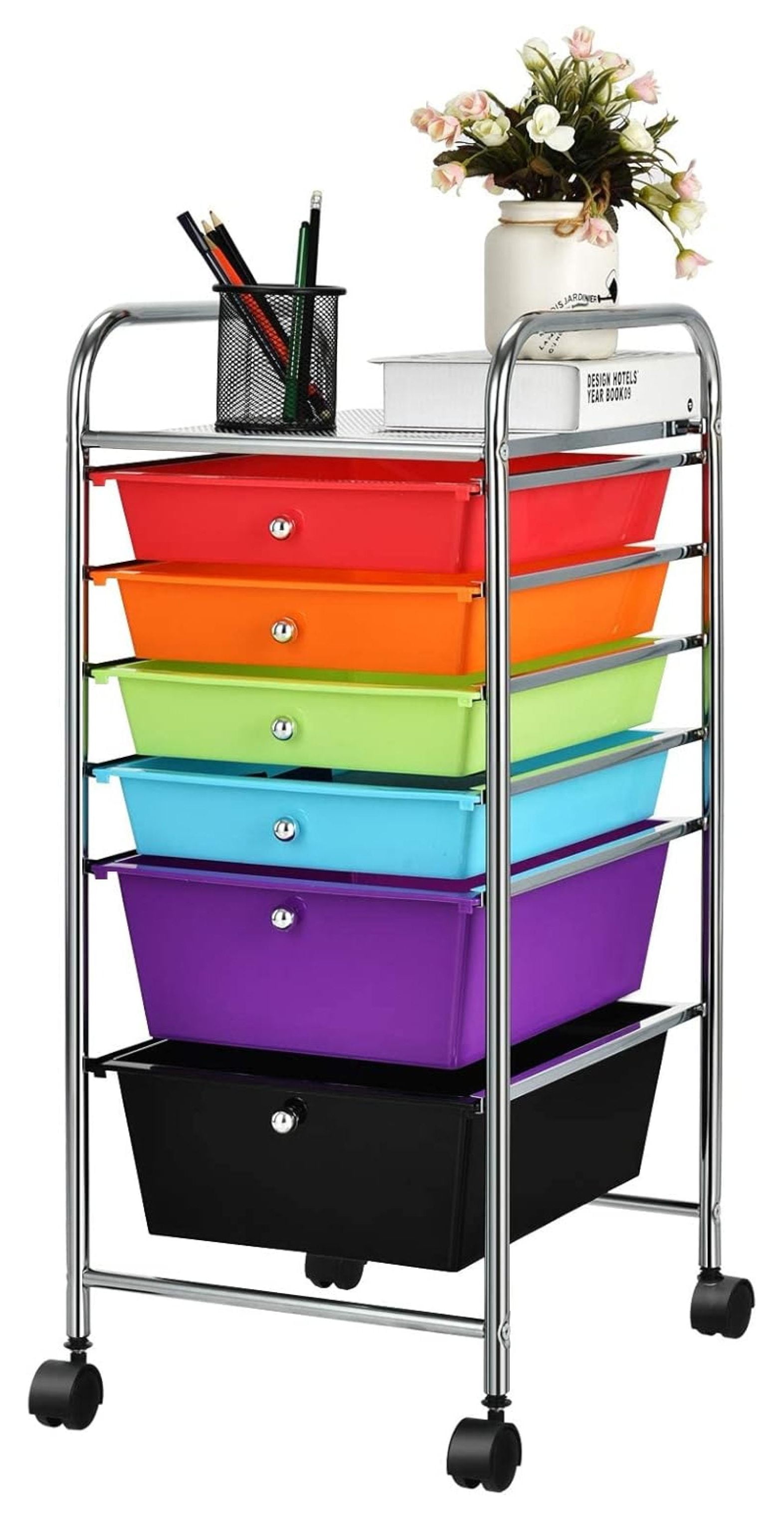 6 Drawers Rolling Storage Cart, Mobile Utility Storage Organizer ...