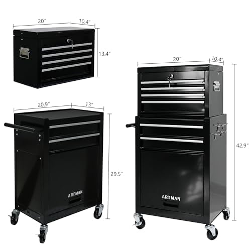 6 Drawers Rolling Tool Chest, Assembled Tool Cabinet Tool Cart with ...