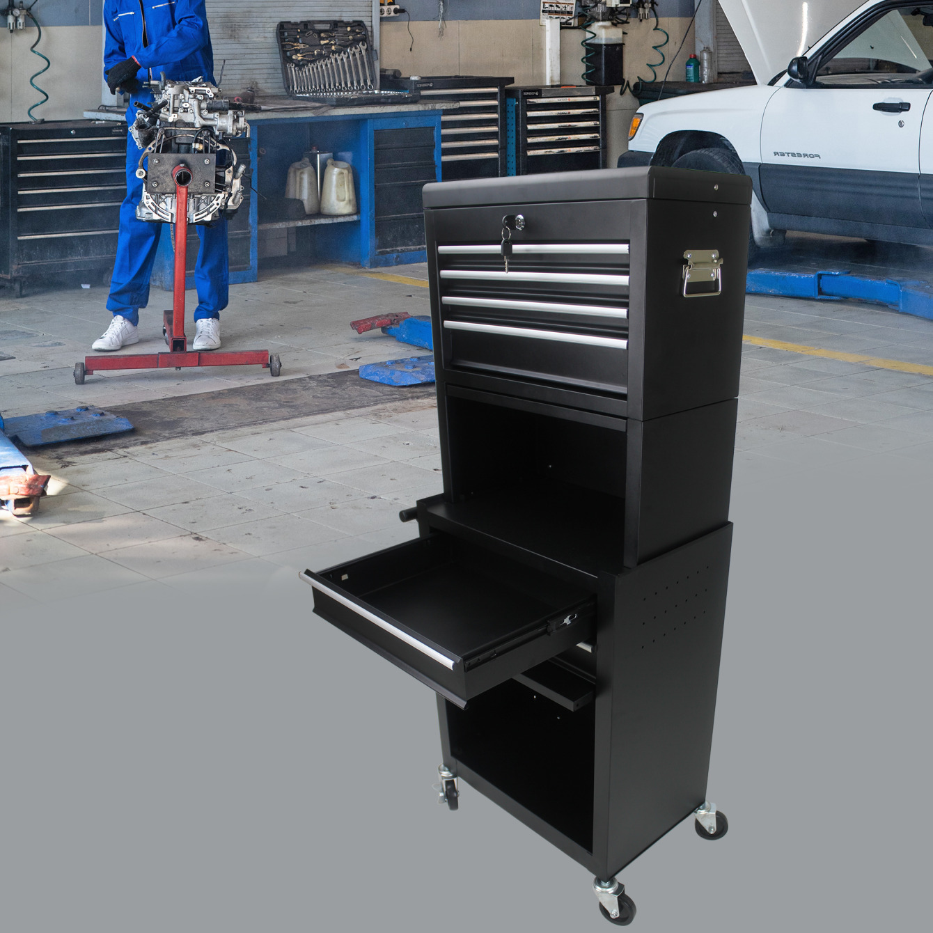 6-Drawers Rolling Tool Chest Cabinet, High Capacity Tool Storage ...