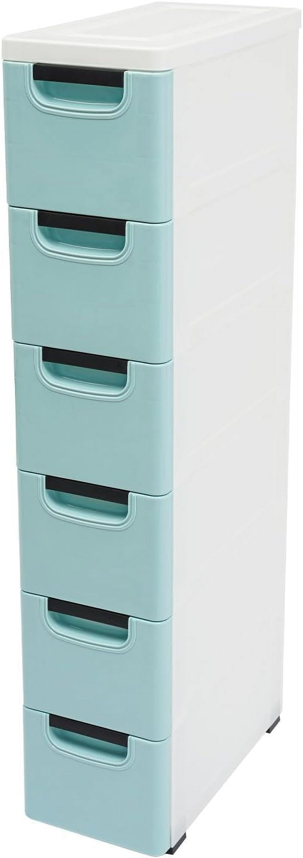 6 Drawers Storage Cabinet, Tall Narrow Storage Cabinet with Wheels ...