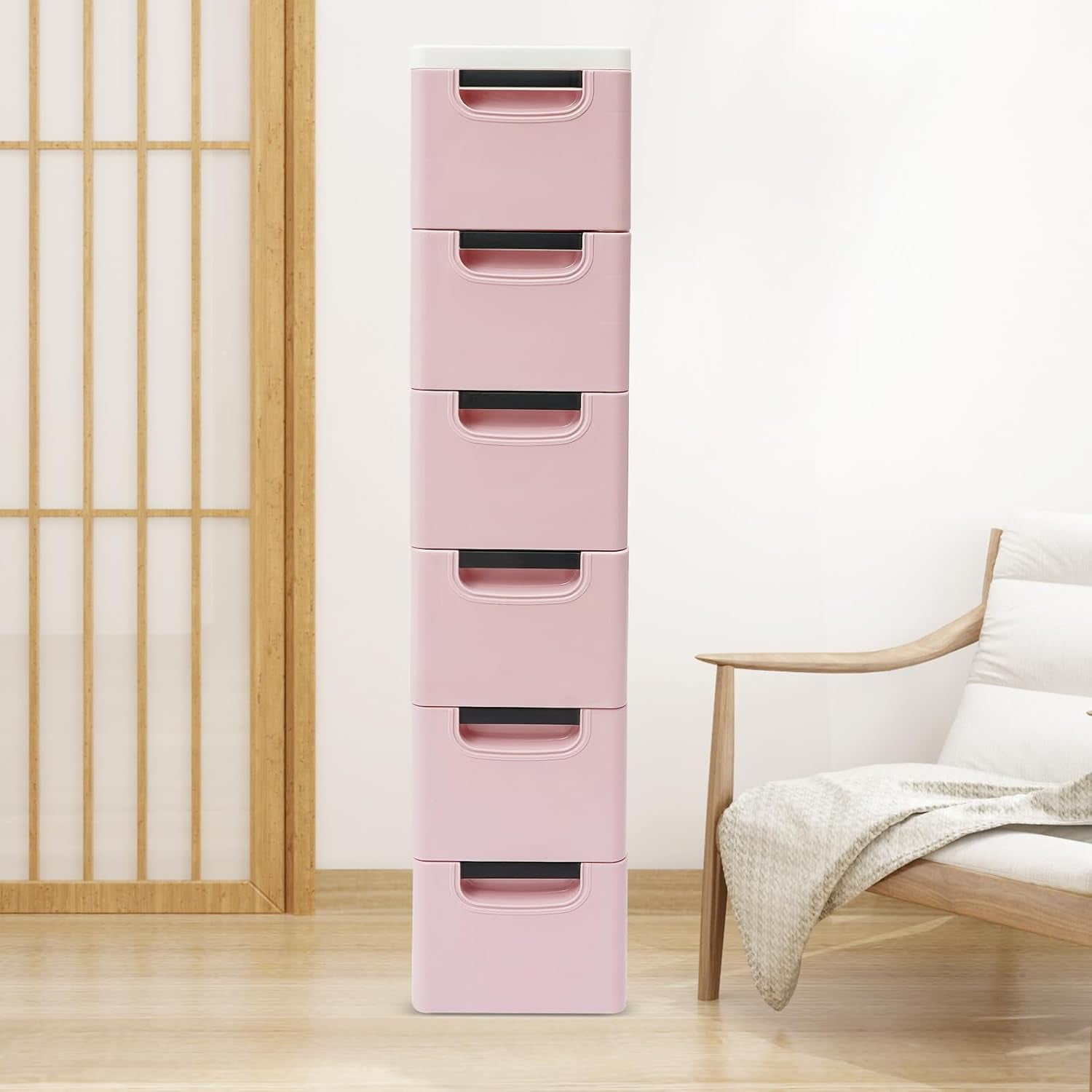 6 Drawers Storage Cart Rolling Storage Drawer Cart Narrow Plastic ...