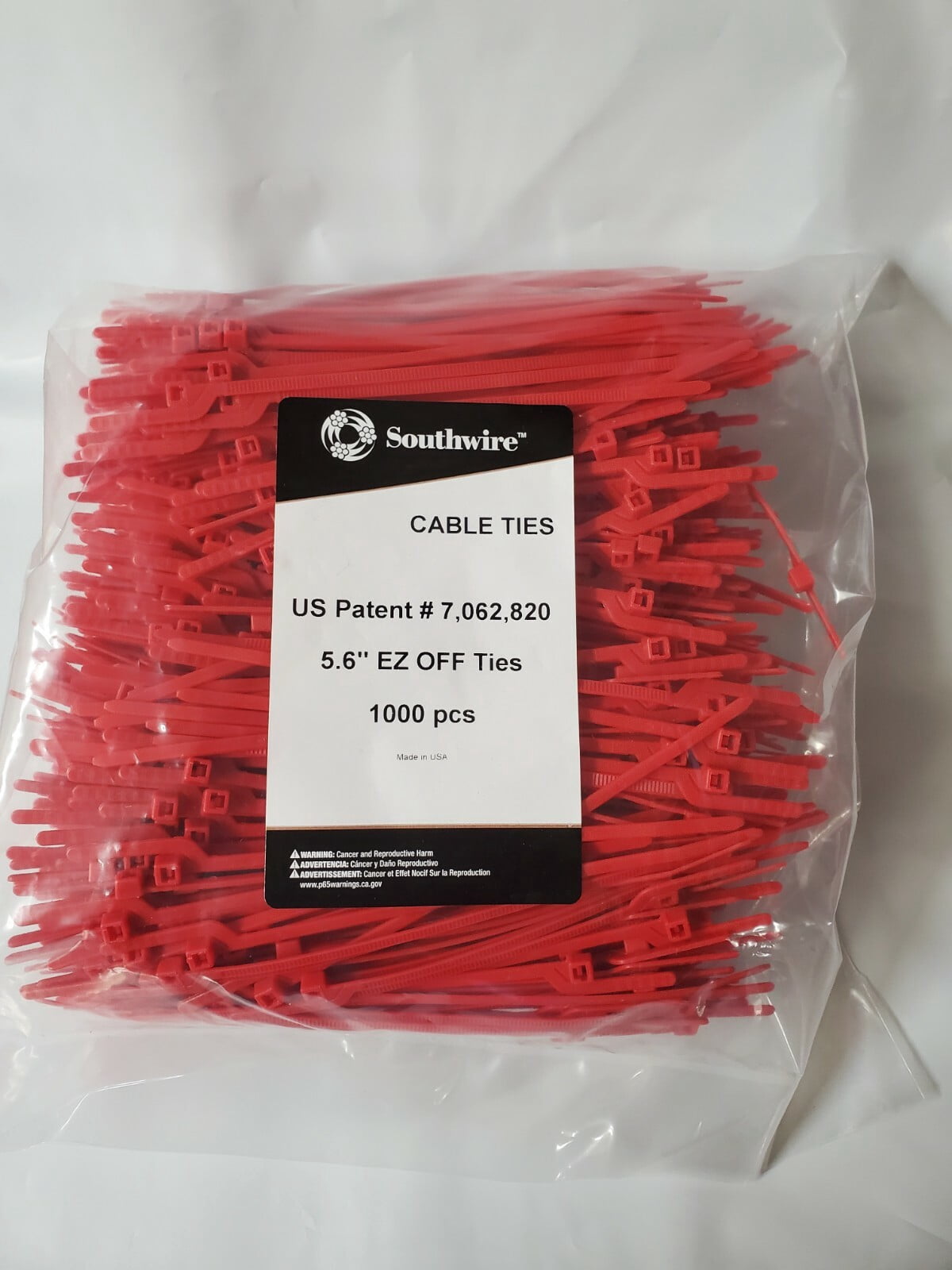 6" EZ-Off Tear Away Nylon Cable Zip Tie, Red, 1,000 Count - Walmart.com