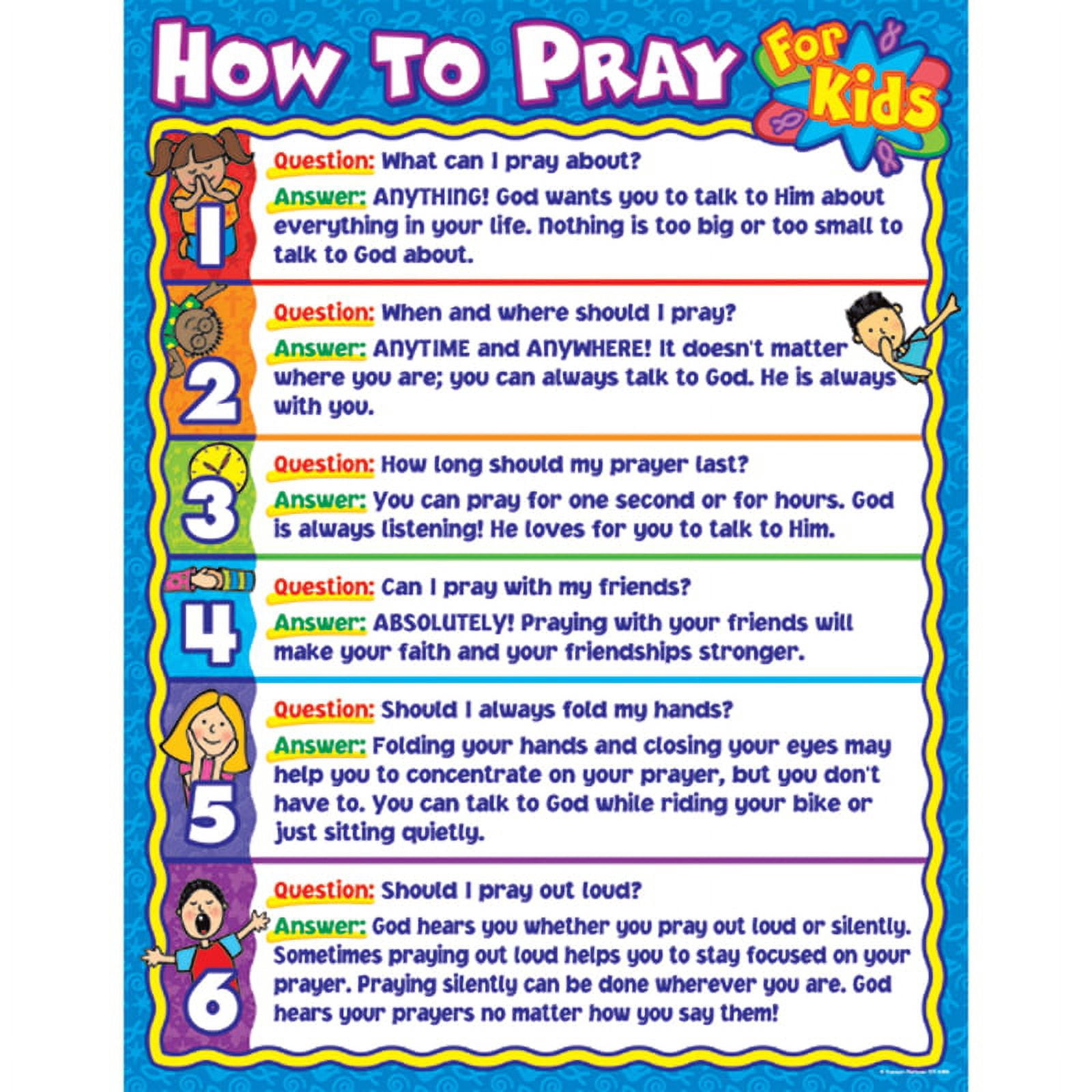 (6 Ea) How To Pray For Kids Chart - Walmart.com