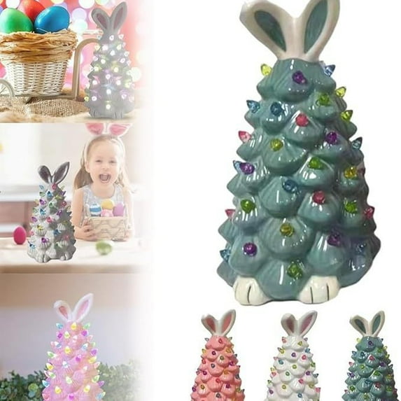 6" Easter Bunny Night Lights Living Decorations, Cute Resin Rabbit Ear ...