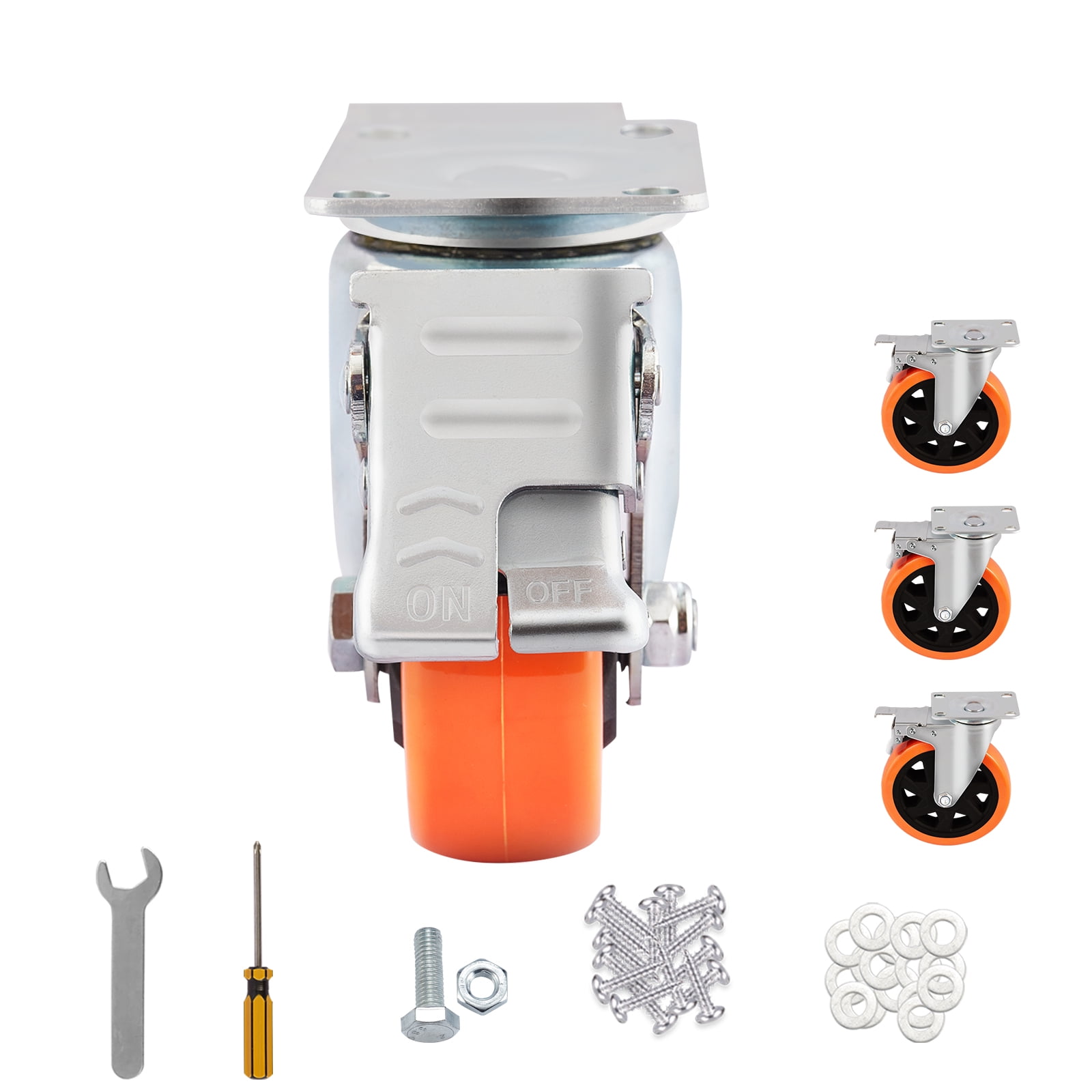 6" Easy Unlock Swivel Plate Casters Wheels with Screw Safety Dual ...