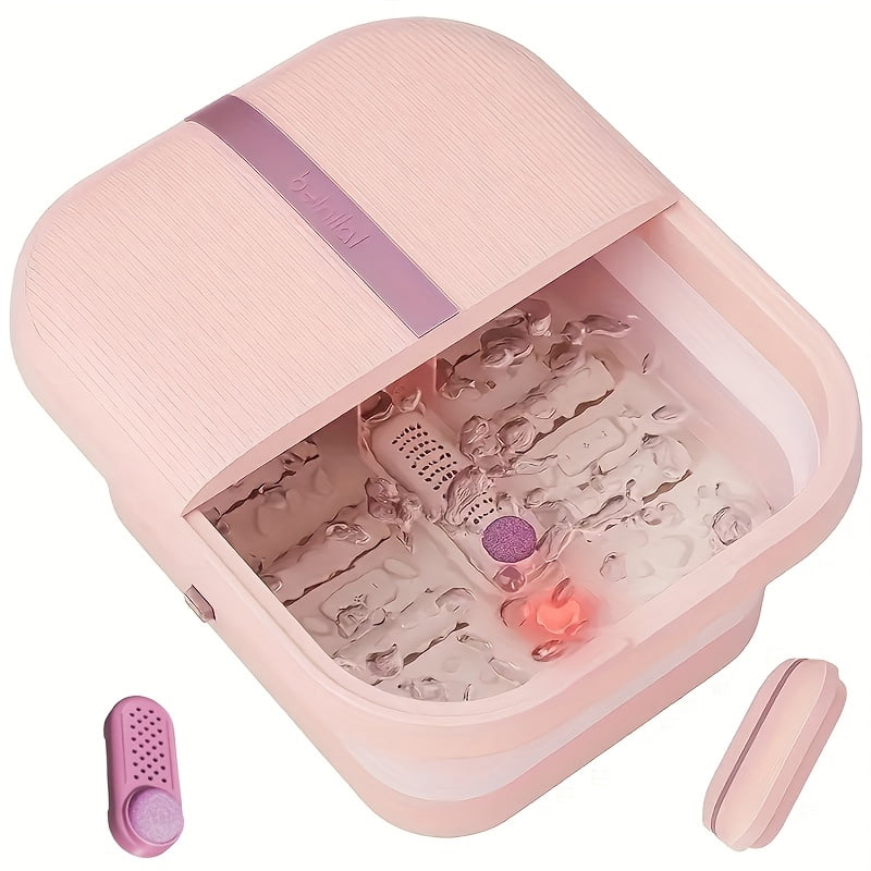 6 Electric Rotating Massagers Foot Spa, Foldable Heating Bubble Foot ...