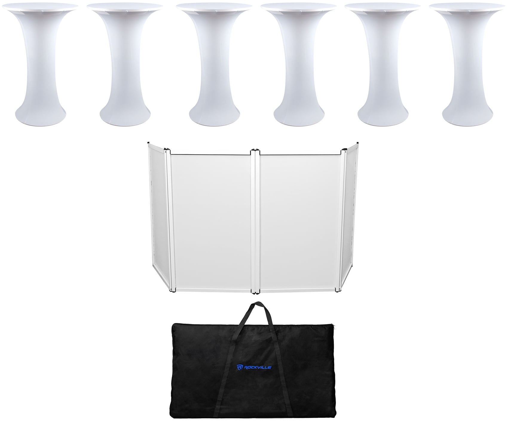 (6) Eliminator Club Scene Highboy Tables w/White Scrim+Carry Bag+DJ ...