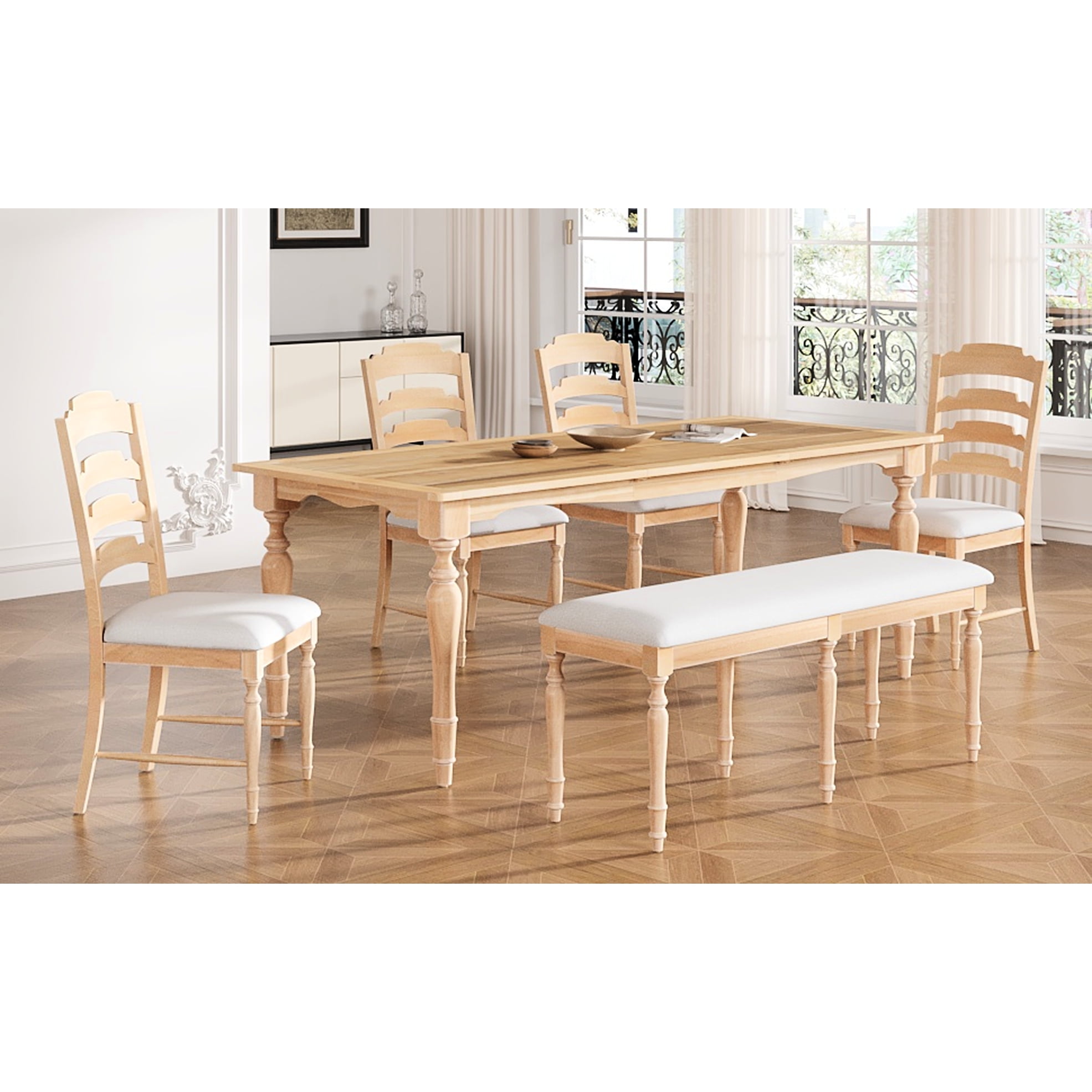 6 Extendable Dining With Vintage Style, Upholstered Seating, Removable ...