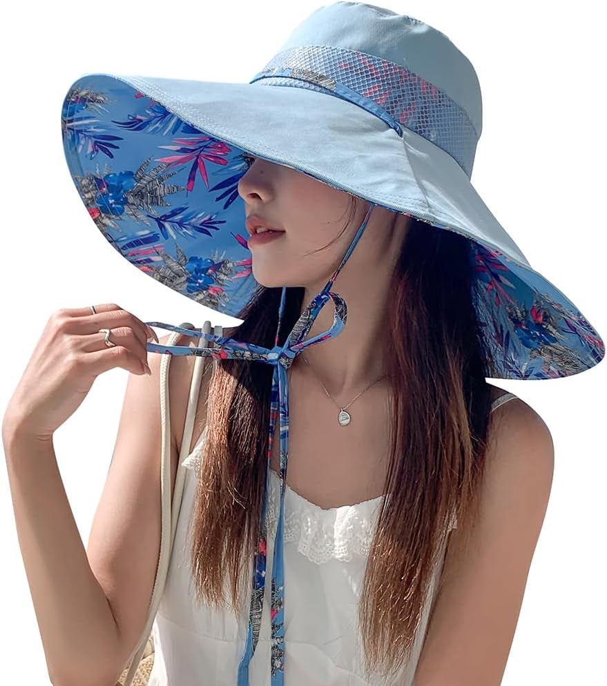 6" Extra Wide Brim Sun Hats UPF 50+ UV Protection Packable Beach Hat ...