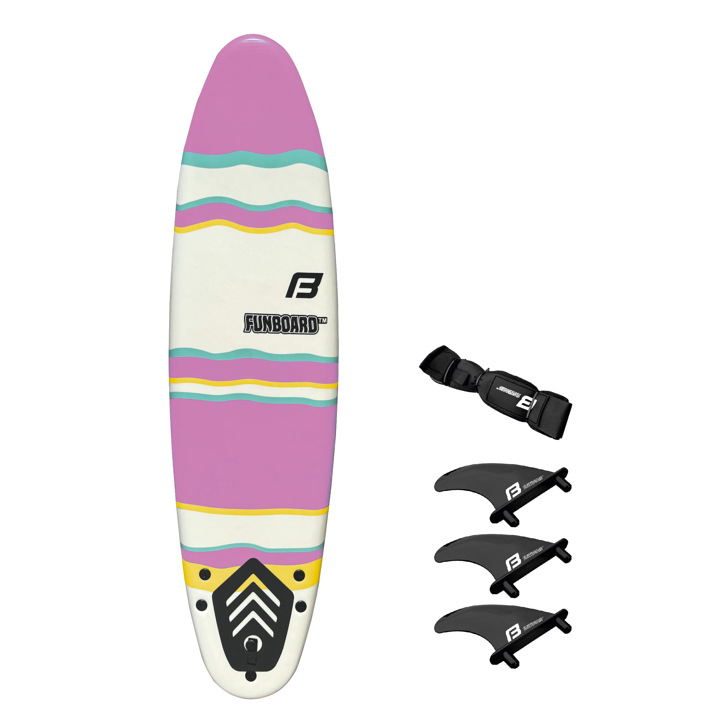 6’ FLOWBOARD Surfboard Softboard Foam - Include (3) Fins 6’ Foot Leash ...