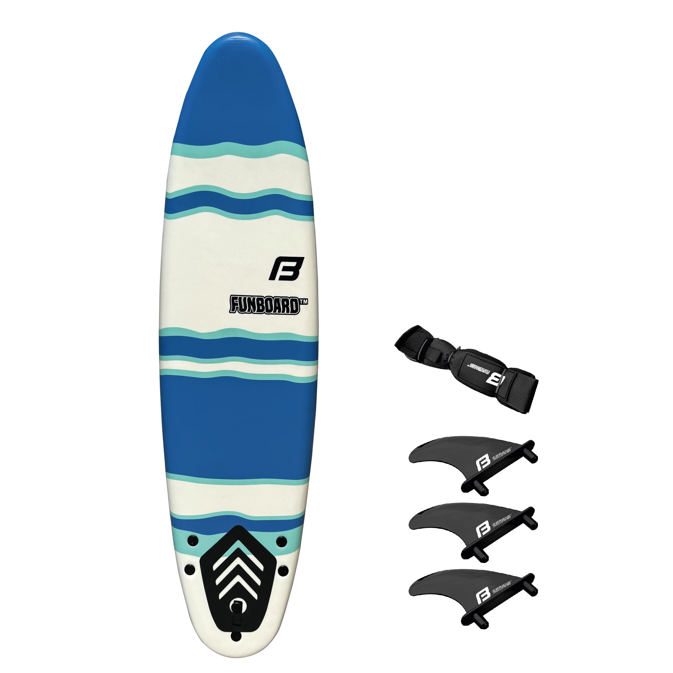 6’ FLOWBOARD Surfboard Softboard Foam - Include (3) Fins 6’ Foot Leash ...