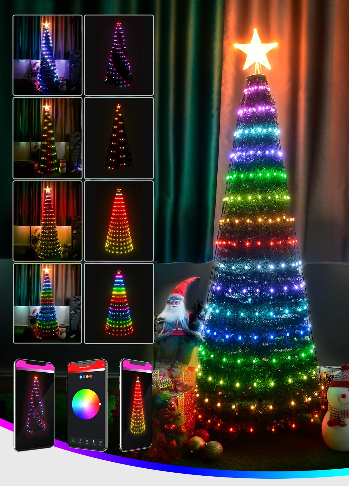 6 FT 295 LEDs Smart Pop Up Christmas APP Programmable Pre-Lit ...