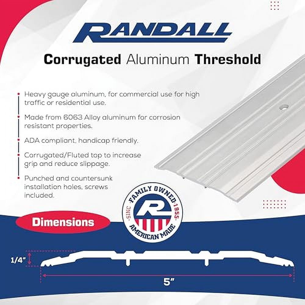 6 FT - 5" Wide x 1/4" High Corrugated Aluminum Threshold (6 FT [72 3/4 ...