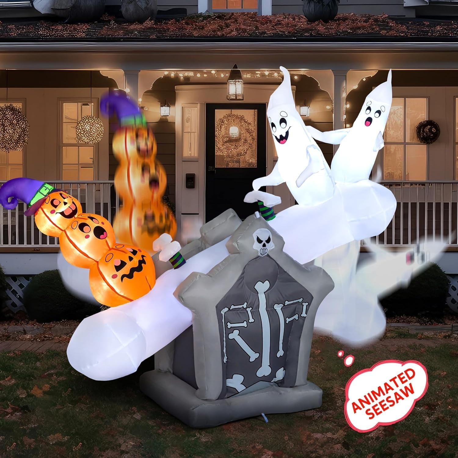 6 FT Animated Halloween Inflatable Outdoor Decoration, Ghost Inflatable ...