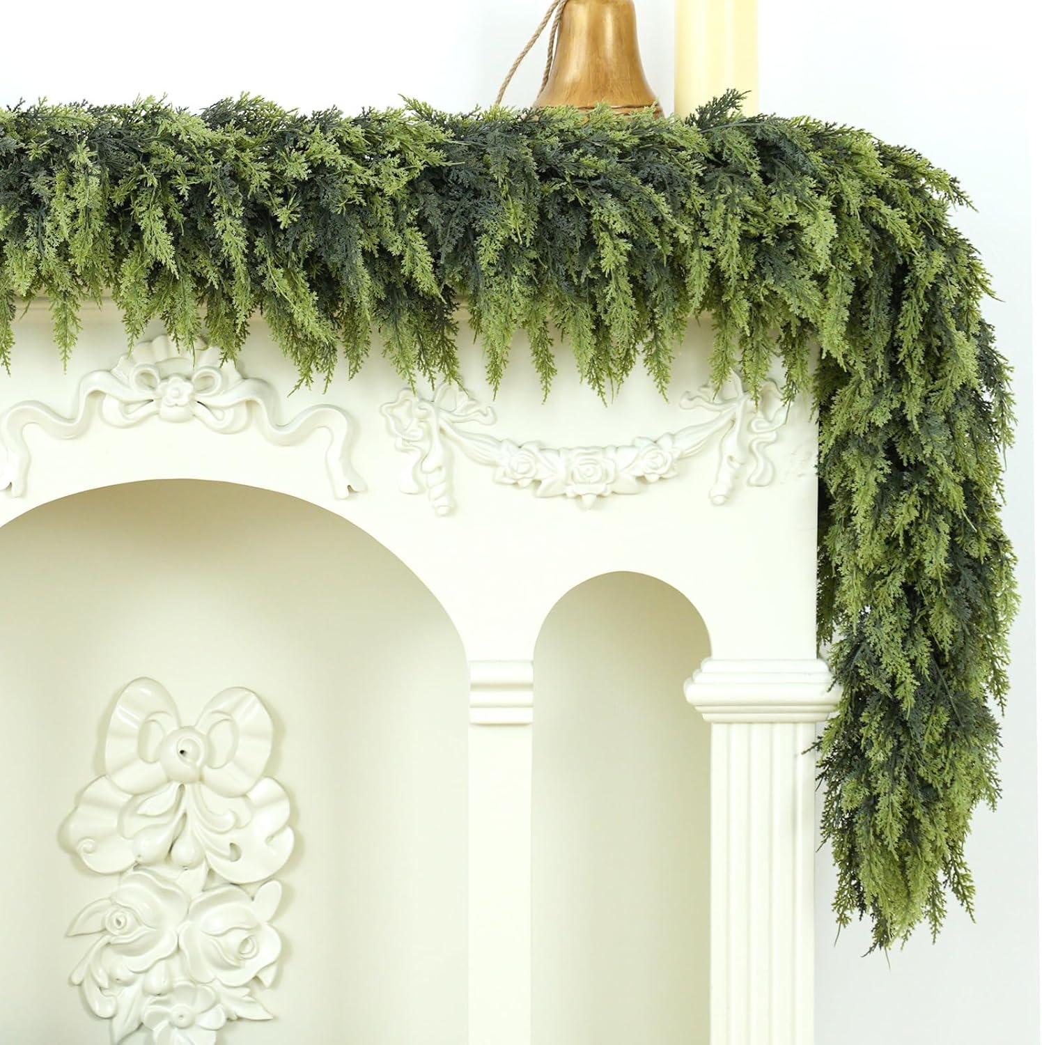 6 FT Artificial Cedar Garlands, Real Touch Winter Cedar Pine Garland ...