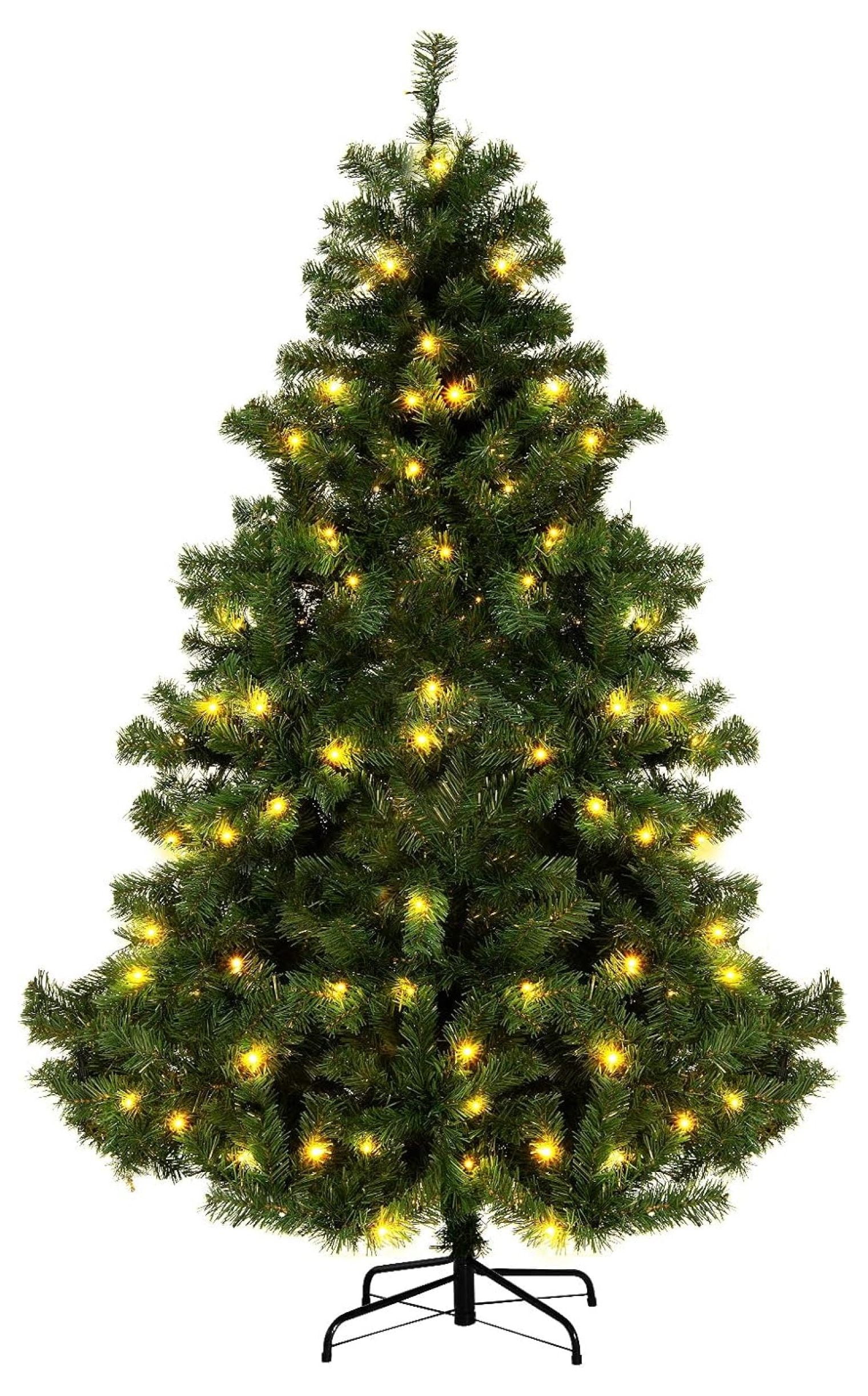 6 FT Artificial Full Christmas Tree Prelit Hinged Xmas Trees for Indoor ...