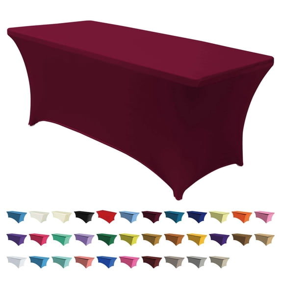 6 FT Black Spandex Table Cover Stretch Fitted Wrinkle Resistant ...