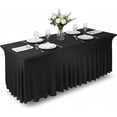 6 FT Black Spandex Tablecloth, Elastic Fitted Stretchable Tablecloth ...