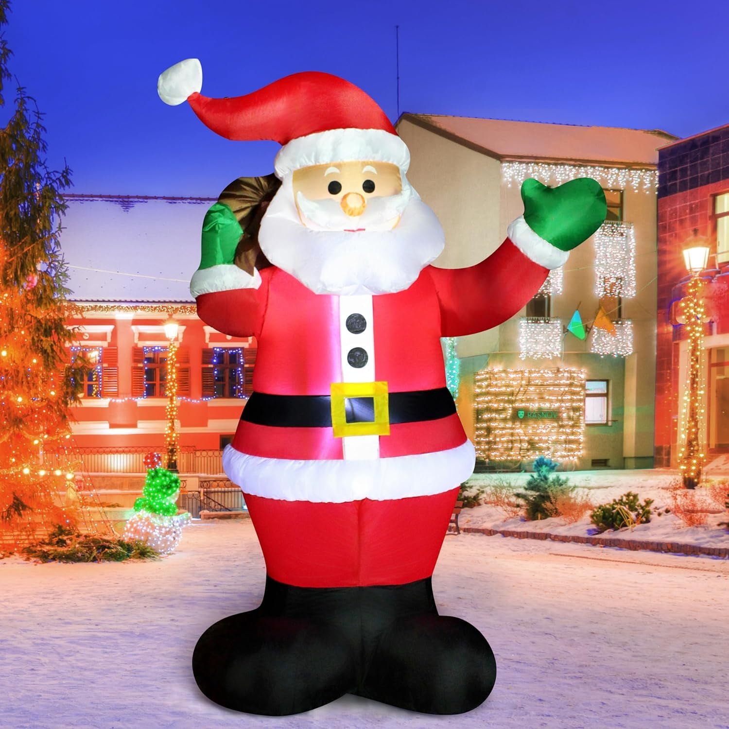 6 FT Christmas Inflatable Santa with Gift Bag, Blow Up Xmas Inflatable ...