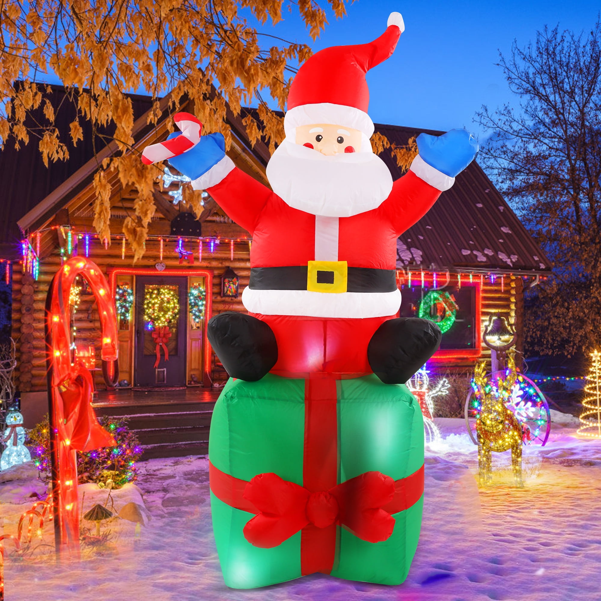 6 FT Christmas Inflatables Outdoor Decorations Santa Claus with Big Toy ...