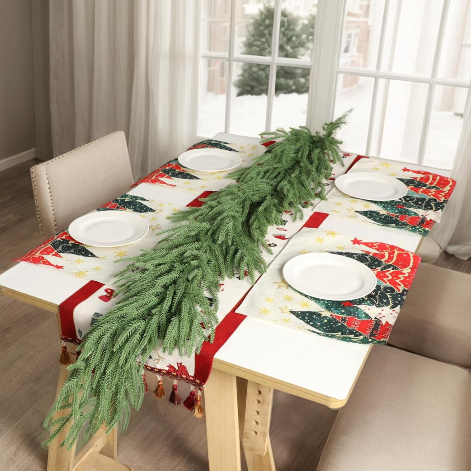 6 FT Christmas Norfolk Pine Garlands,Real Touch Artificial Christmas ...