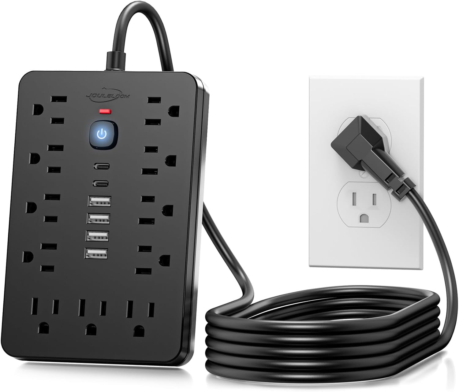 6 FT Flat Plug Surge Protector Power Strip,11 Multiple AC Outlets with ...