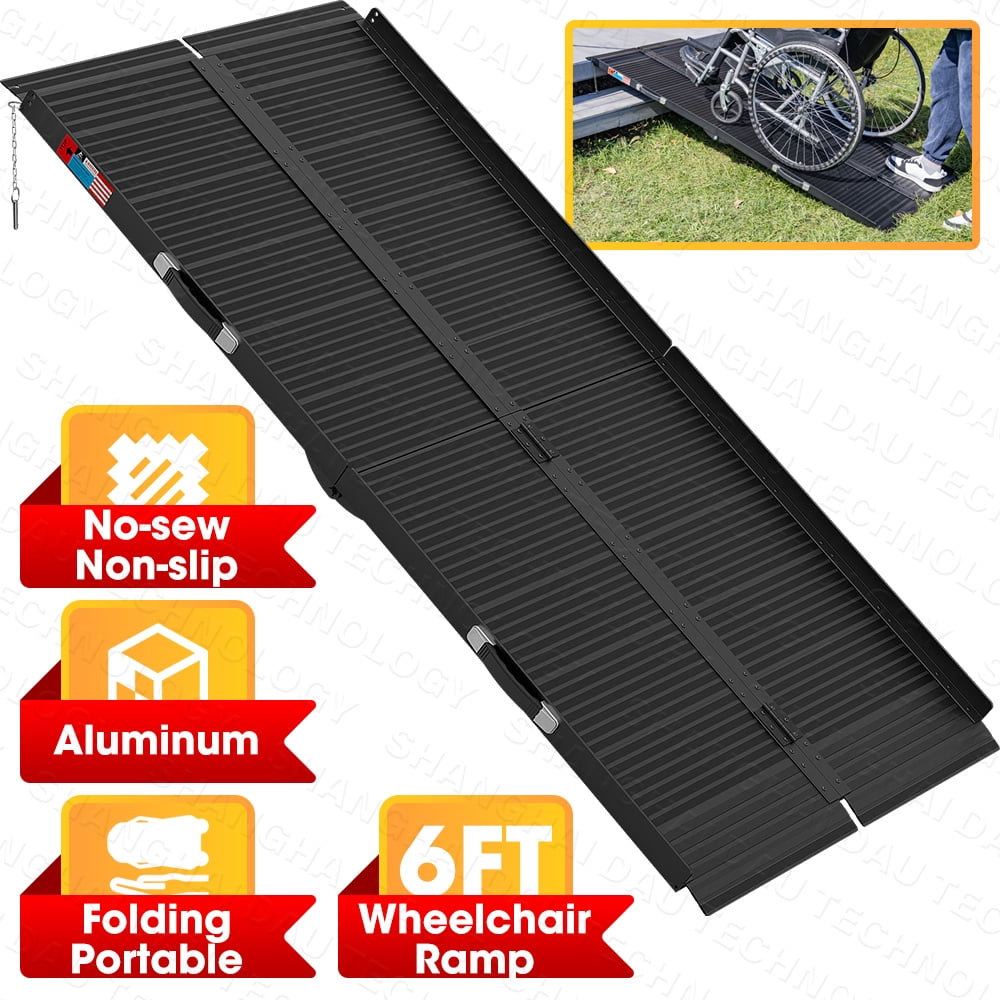 6 FT Folding Aluminum Wheelchair Ramp Portable Mobility Scooter Non ...