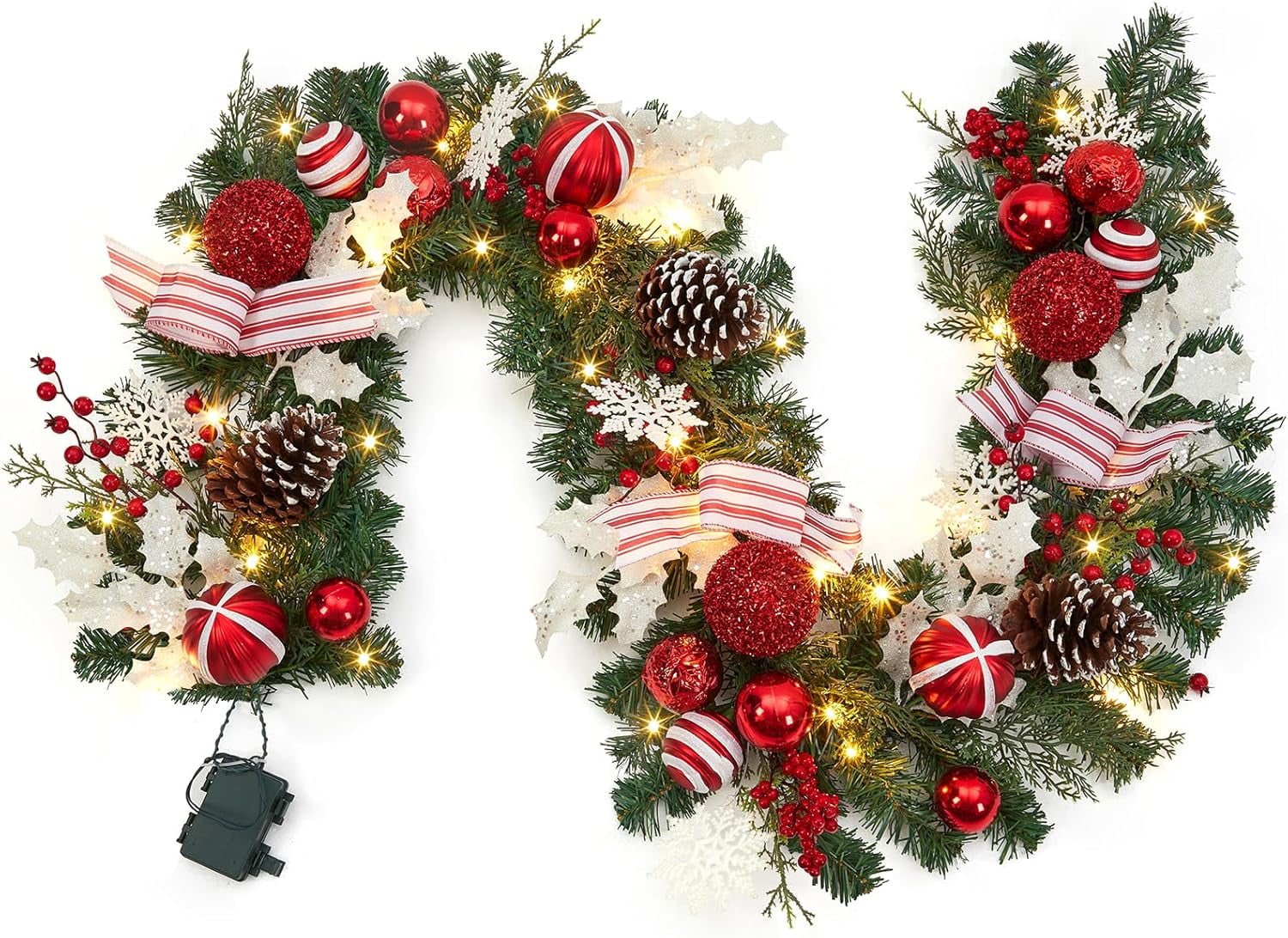 6 FT Garland Christmas Decorations, Christmas Lighted Garland with 20 ...