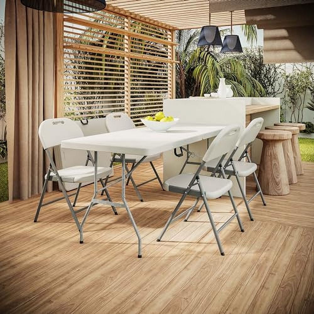 6 FT Granite White Folding Table with Easy- Carry Handle – Premium 6 ...