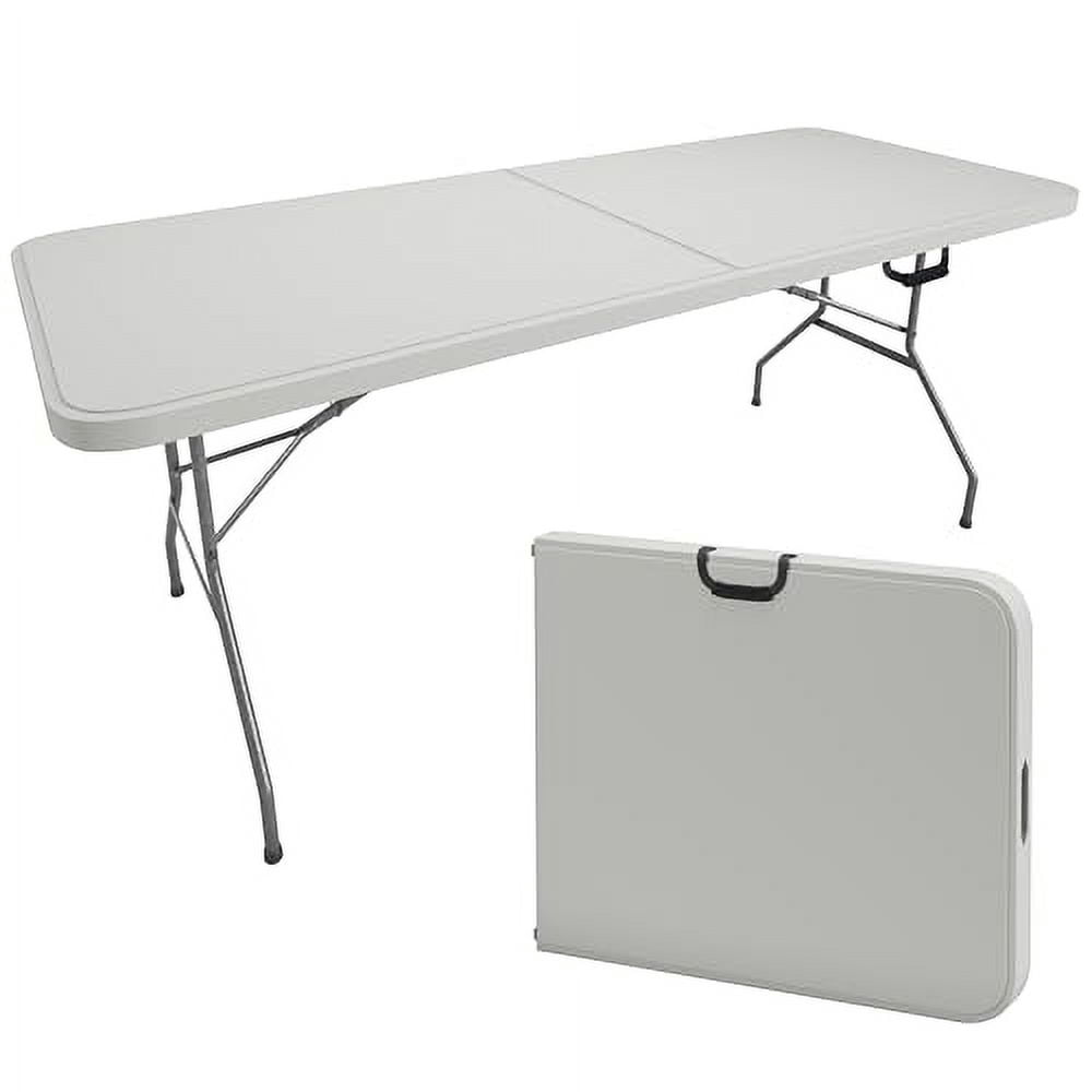 6 FT Granite White Folding Table with Easy- Carry Handle – Premium 6 ...