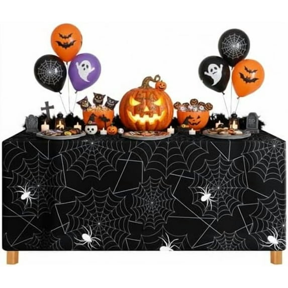 6 FT Halloween Tablecloth Spider Webs Tablecloth for 6ft Rectangle ...
