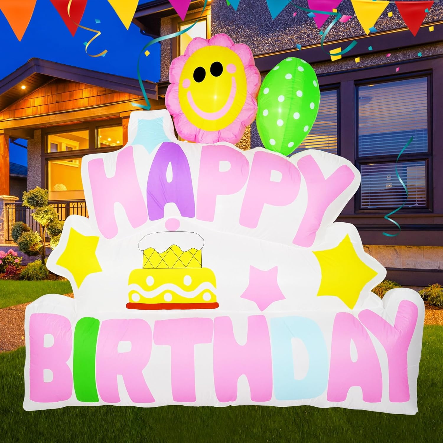 6 FT Happy Birthday Inflatable Indoor Decorations, Blow Up Happy ...