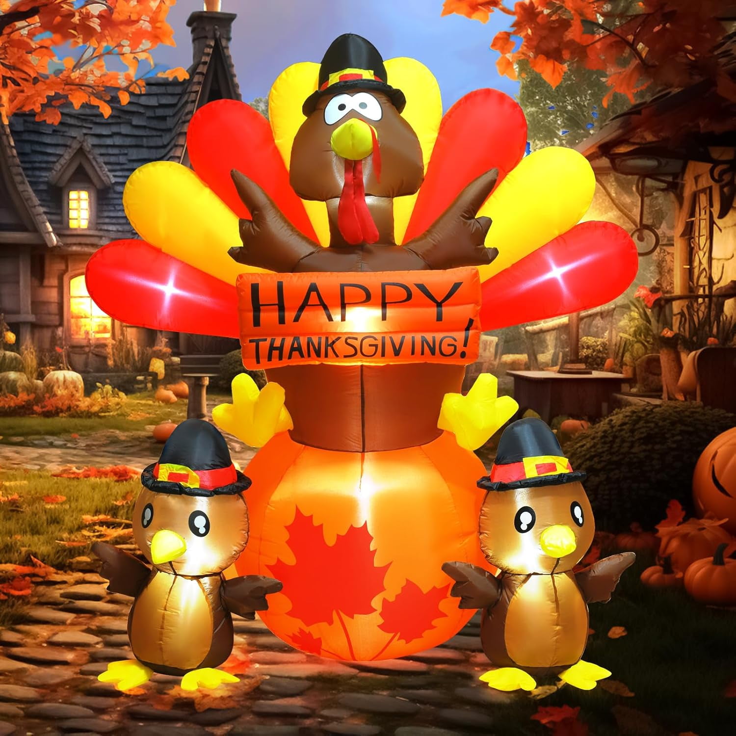 6 FT Height Inflatable Turkey Outdoor Thanksgiving Decoration with ...