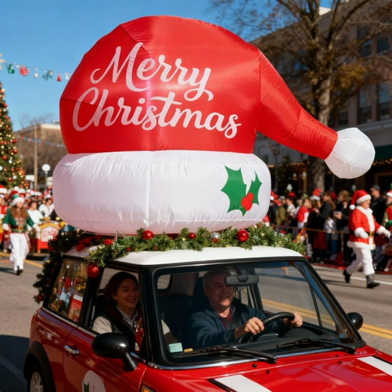 6 FT Inflatable Outdoor Decoration, Santa Hat Christmas Blow Up with ...