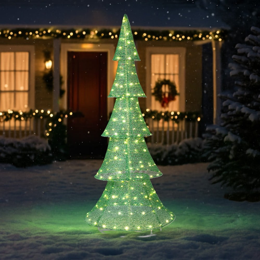 6 FT Lighted Christmas Tree Decorations with LED Light for In/Outdoor ...