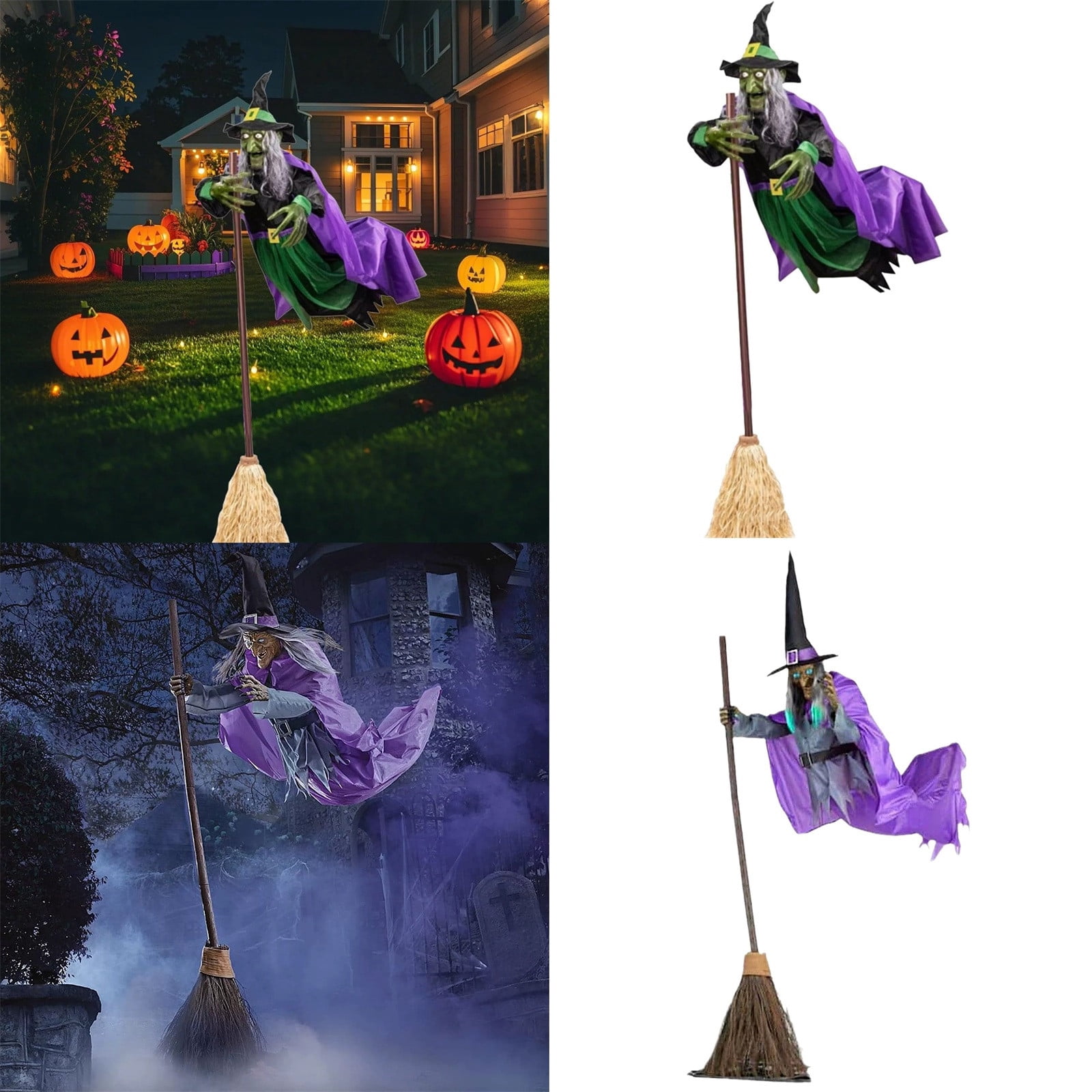 6 FT Outdoor Flying Witch Halloween Animatronic Animated Hover Witch ...