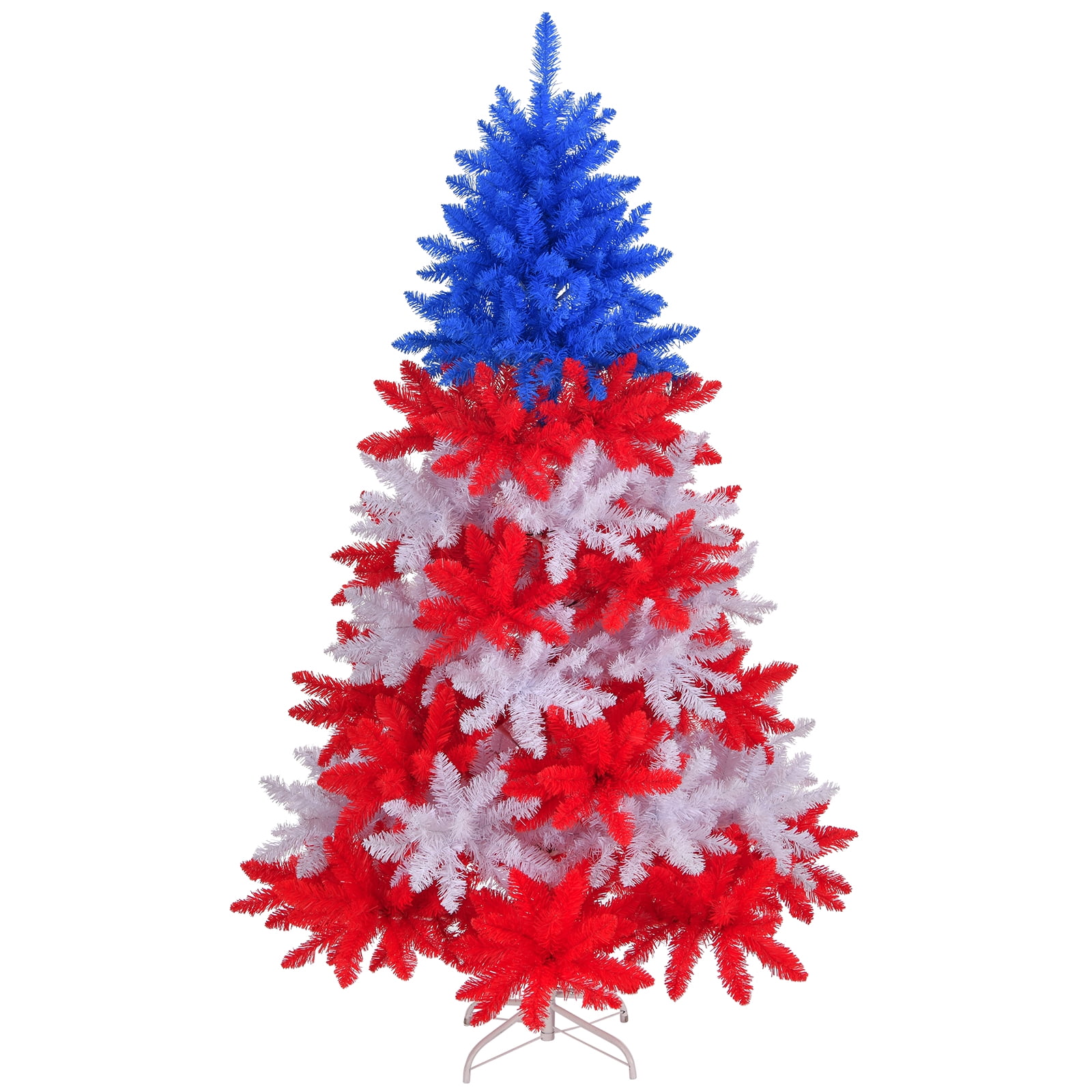 6 FT Patriotic Artificial Christmas Tree, Hinged Tree 4th of July ...