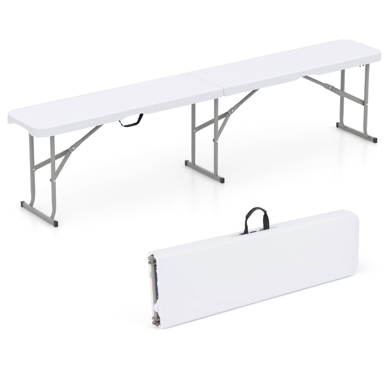 6 FT Portable Folding Bench Plastic Camping Dining Seat with Convenient ...