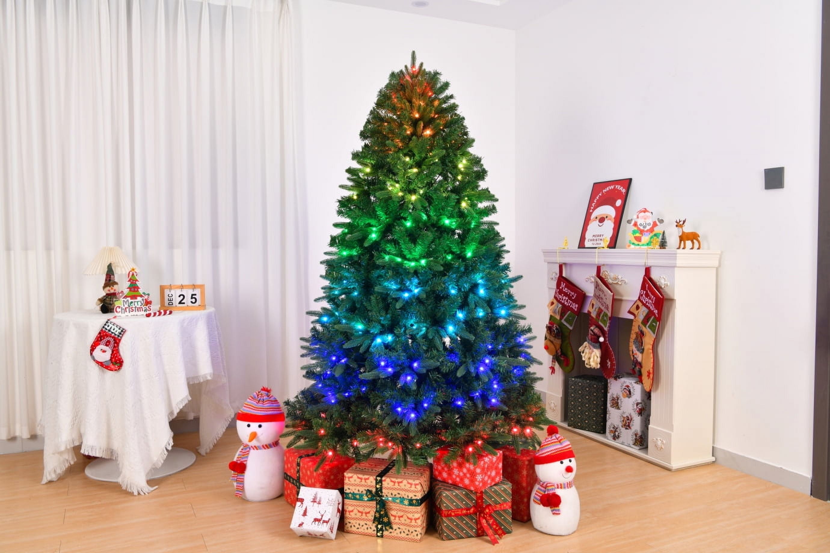6 FT Pre-lit Artificial Christmas Tree, APP Controlled Xmas Tree Hinged ...