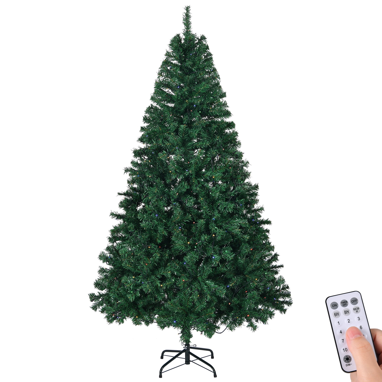 6 FT Pre-lit Artificial Christmas Tree, Hinged Xmas Pine Tree with 1000 ...