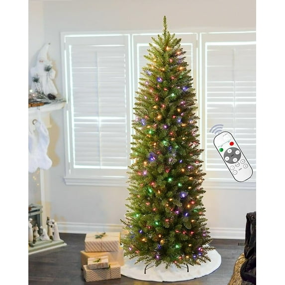 6 FT Prelit Snow Flocked Christmas Tree, Artificial Spruce Christmas ...