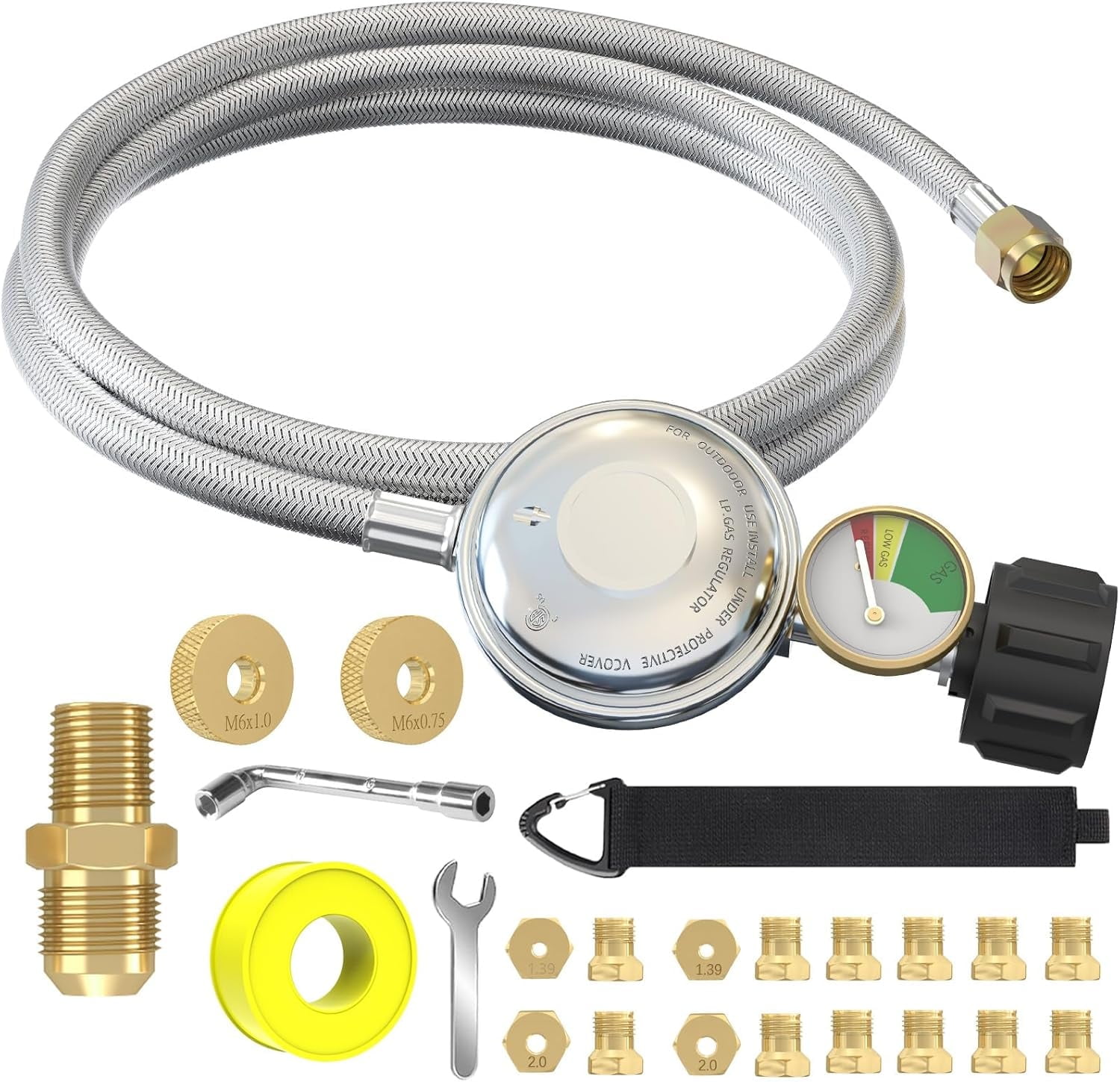 6 FT Propane Regulator with Hose Propane Hose Adapter for Natural Gas ...