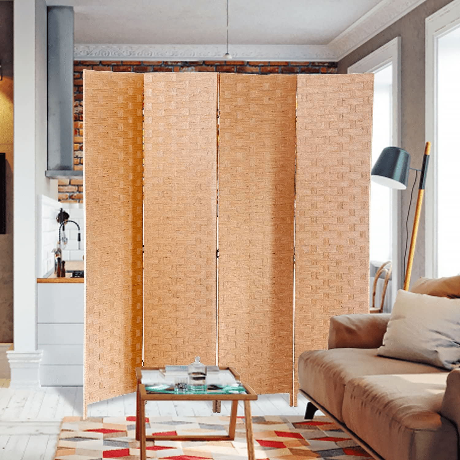 6 FT Room Divider Folding Screen 4 Panel Partition Folding Wall ...
