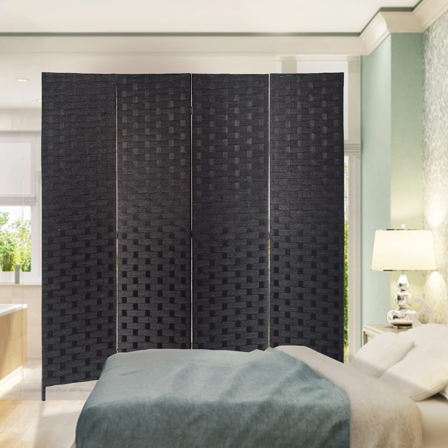 6 FT Room Divider Folding Screen 4 Panel Partition Folding Wall ...