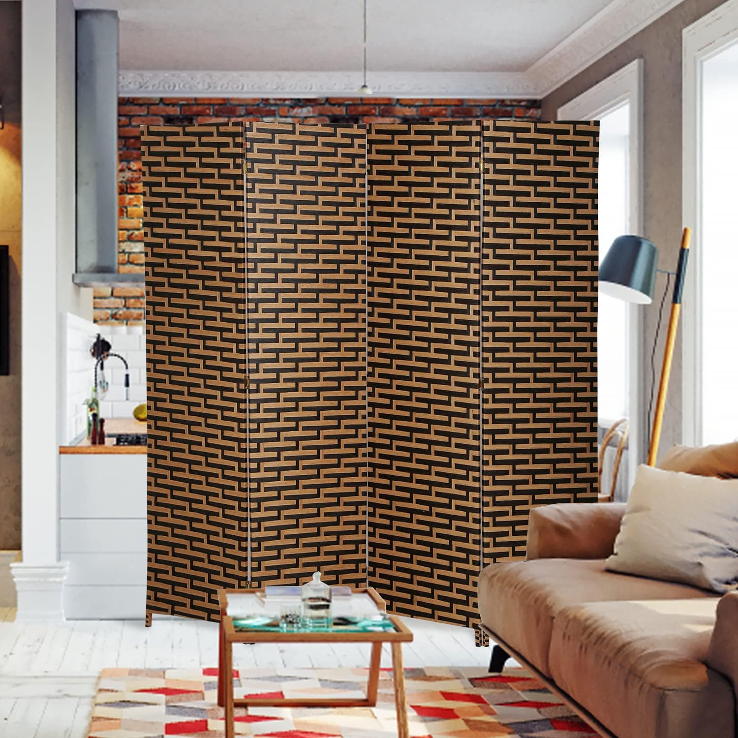 6 FT Room Divider Folding Screen 4 Panel Partition Folding Wall ...