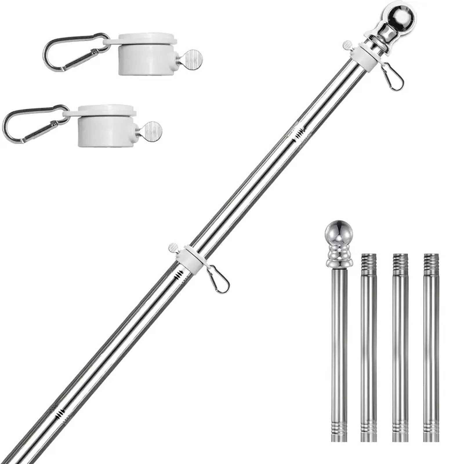 6 FT Stainless Steel Flag Pole Kit for Outside House with Position ...