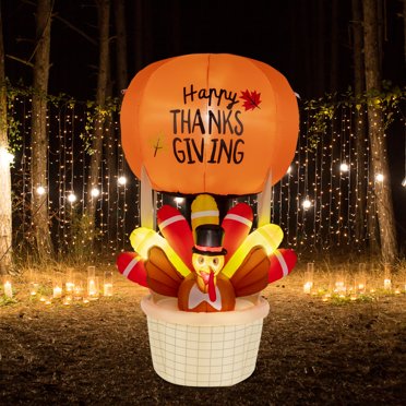 SPECSTAR 6ft Outdoor Air Inflatable LED Lighted Small Turkey Family for ...